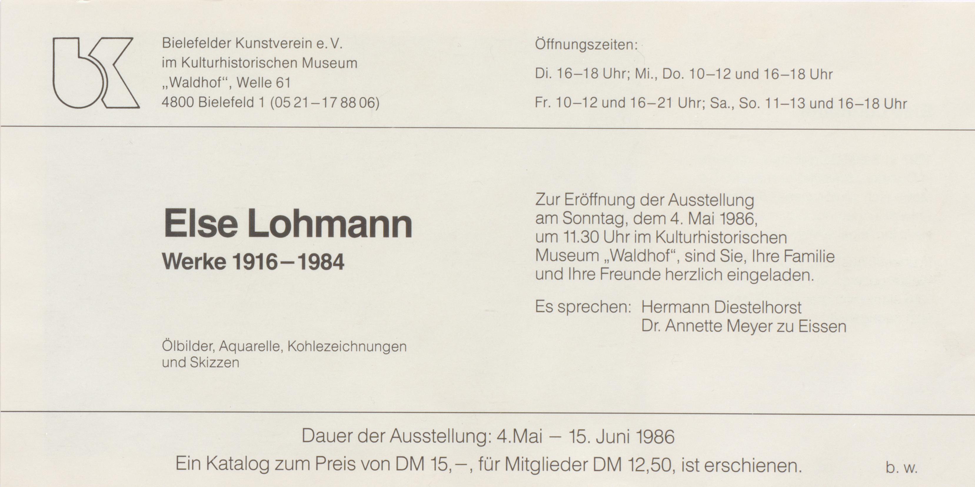 29. August 1897: Die Malerin Else Lohmann wird in Bielefeld geboren ...